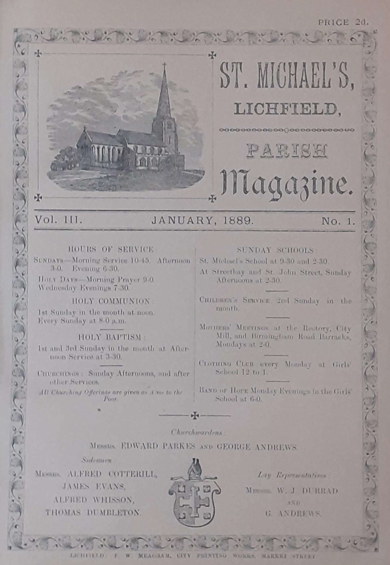 St. Michael’s church, Lichfield – from the parish magazines 1889-1892 ...